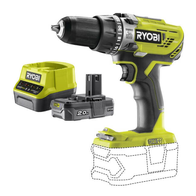 RYOBI R18PD3-0 + Akumulator RYOBI ONE+ RC18120-120 2Ah 18V + ładowarka ... RYOBI R18PD3-0 + Akumulator RYOBI ONE+ RC18120-120 2Ah 18V + ładowarka ...