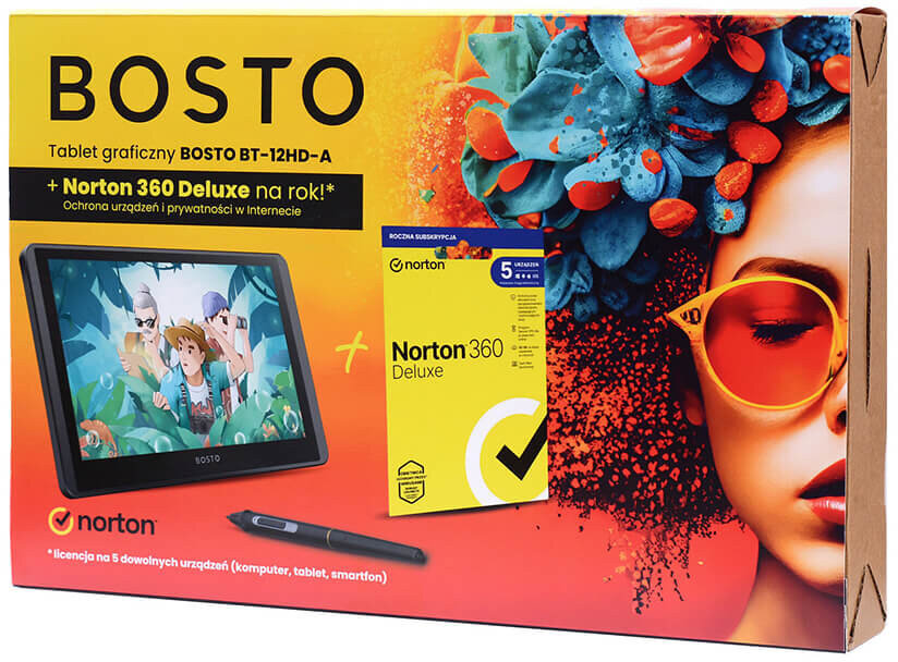 BOSTO BT-12HD-A + Norton 360 Deluxe Tablet graficzny 11.6" - niskie ...